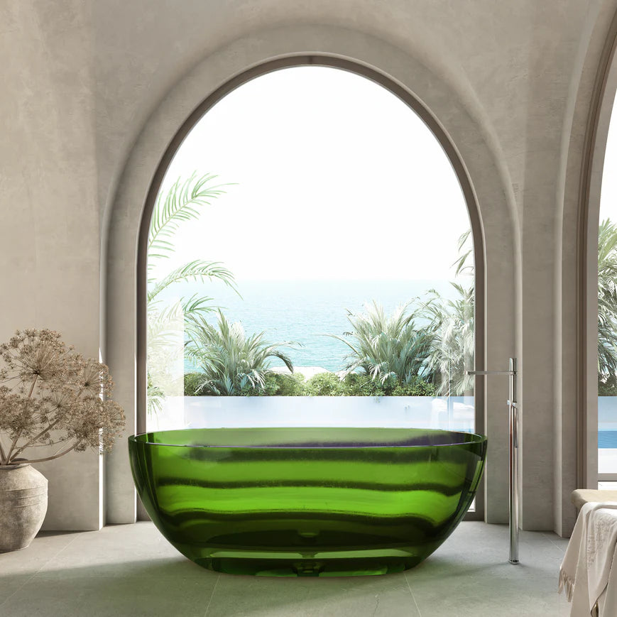 Cassa Design Wow Translucency Resin Stone Bath 1650mm Emerald Green