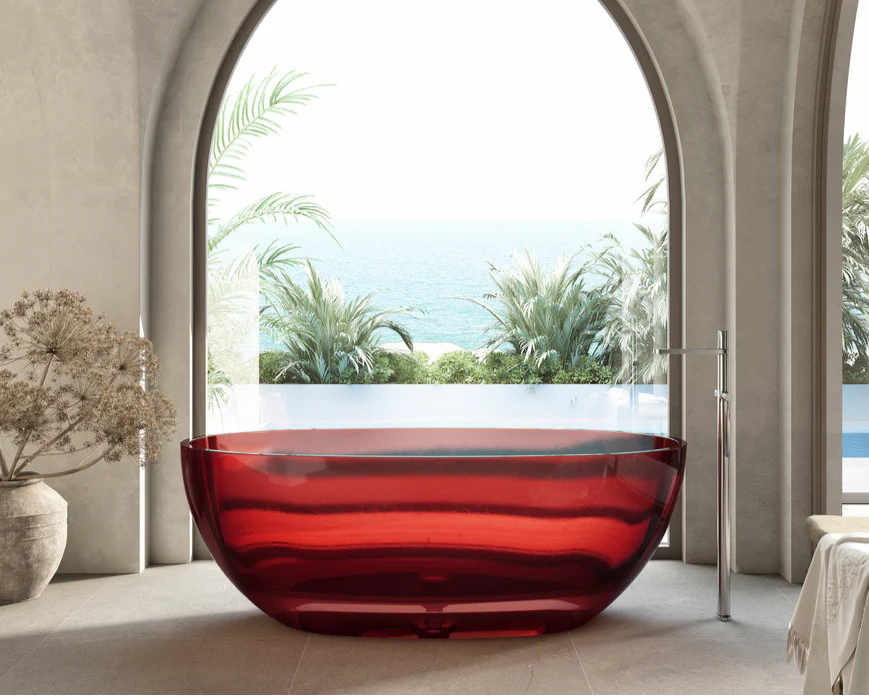 Cassa Design Wow Translucency Resin Stone Bath 1500mm Vivid Red