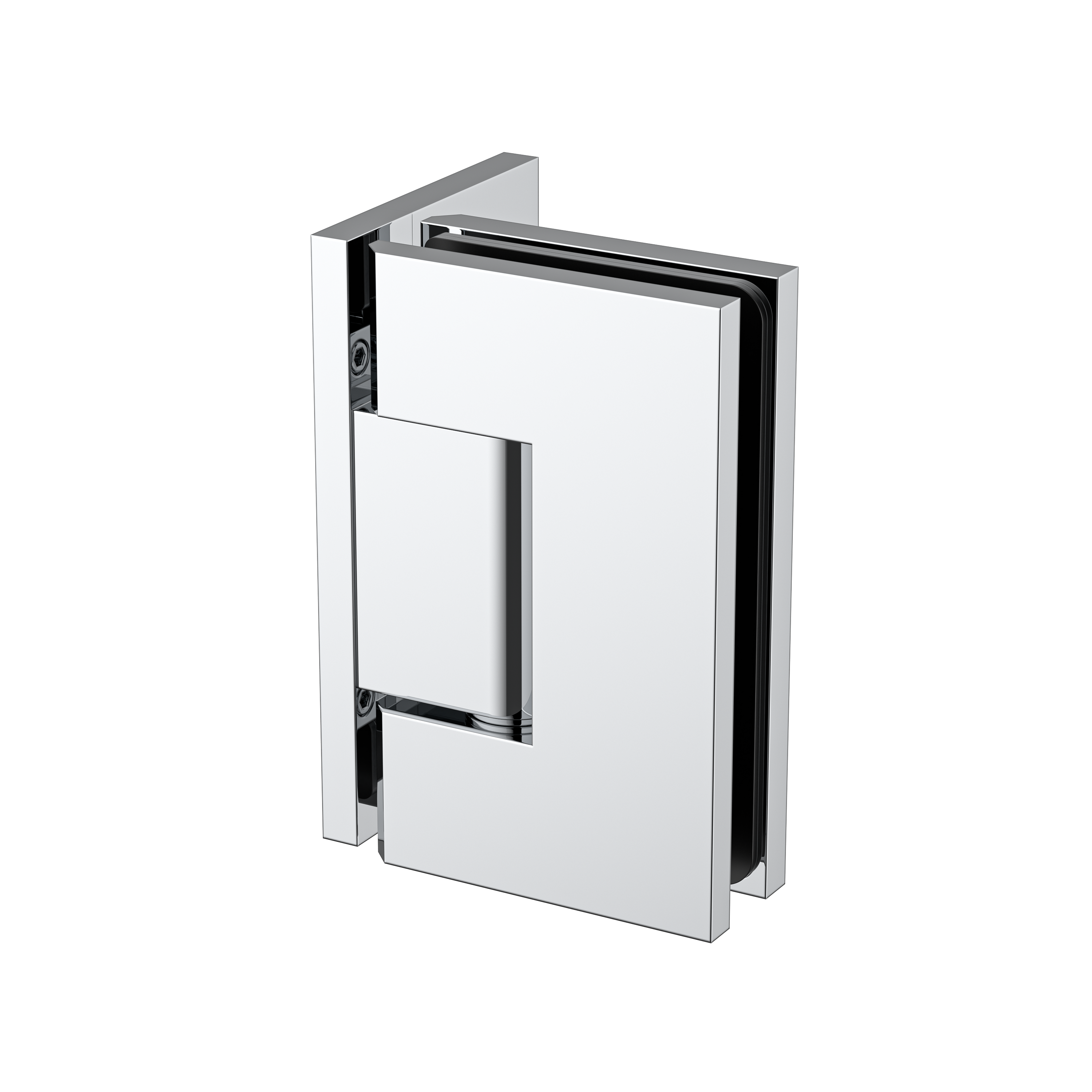 Stealth Wall to Glass 90 Degree Hinge with Offset Plate Matte Chrome