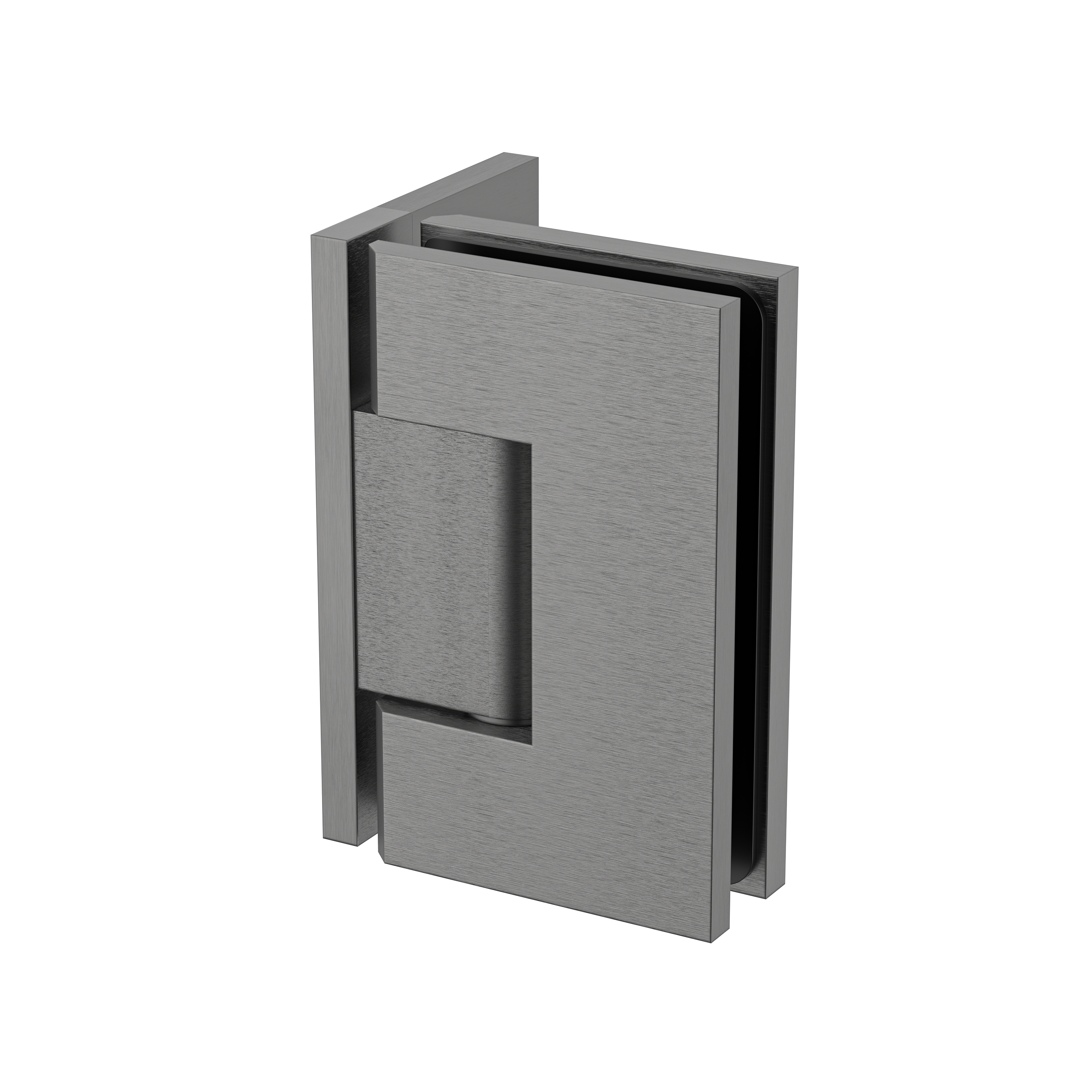 Stealth Wall to Glass 90 Degree Hinge with Offset Plate Brushed Gun Me
