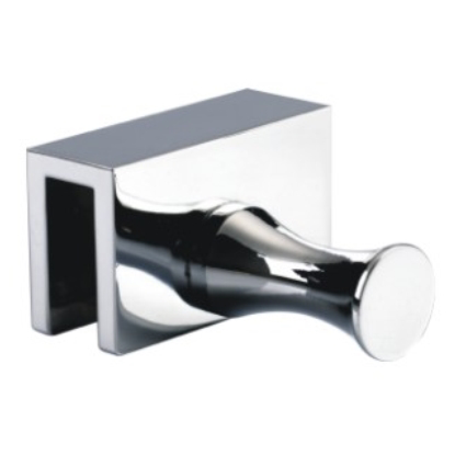 Single Glass Mounted Robe Hook with Clamp Polished Chrome