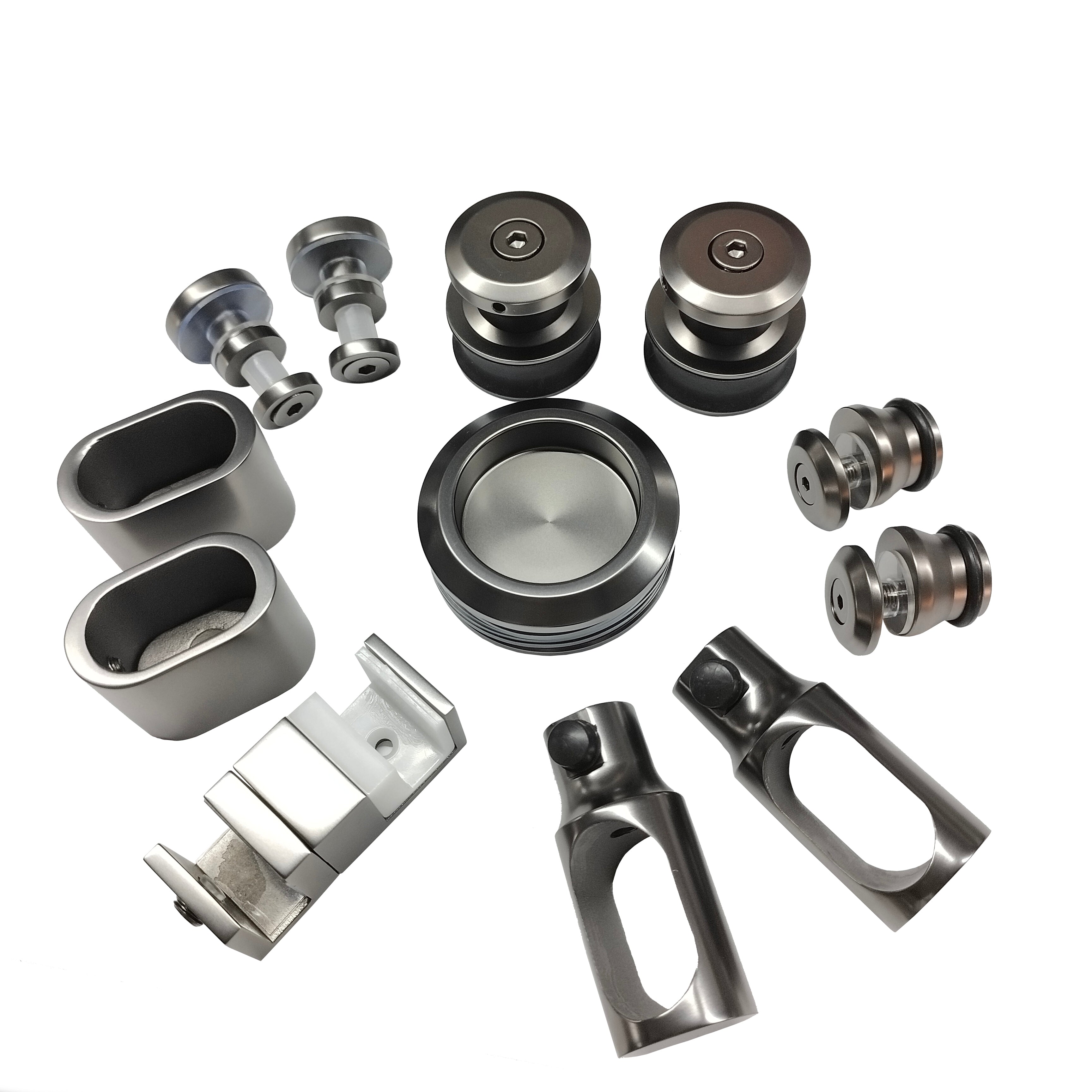 Bellé Corner Opening Frameless Shower Sliding System Satin Gun Metal